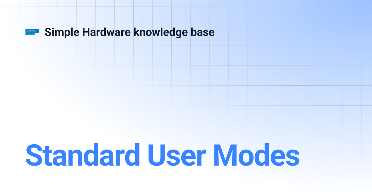 Standard User Modes | Simple Hardware knowledge base